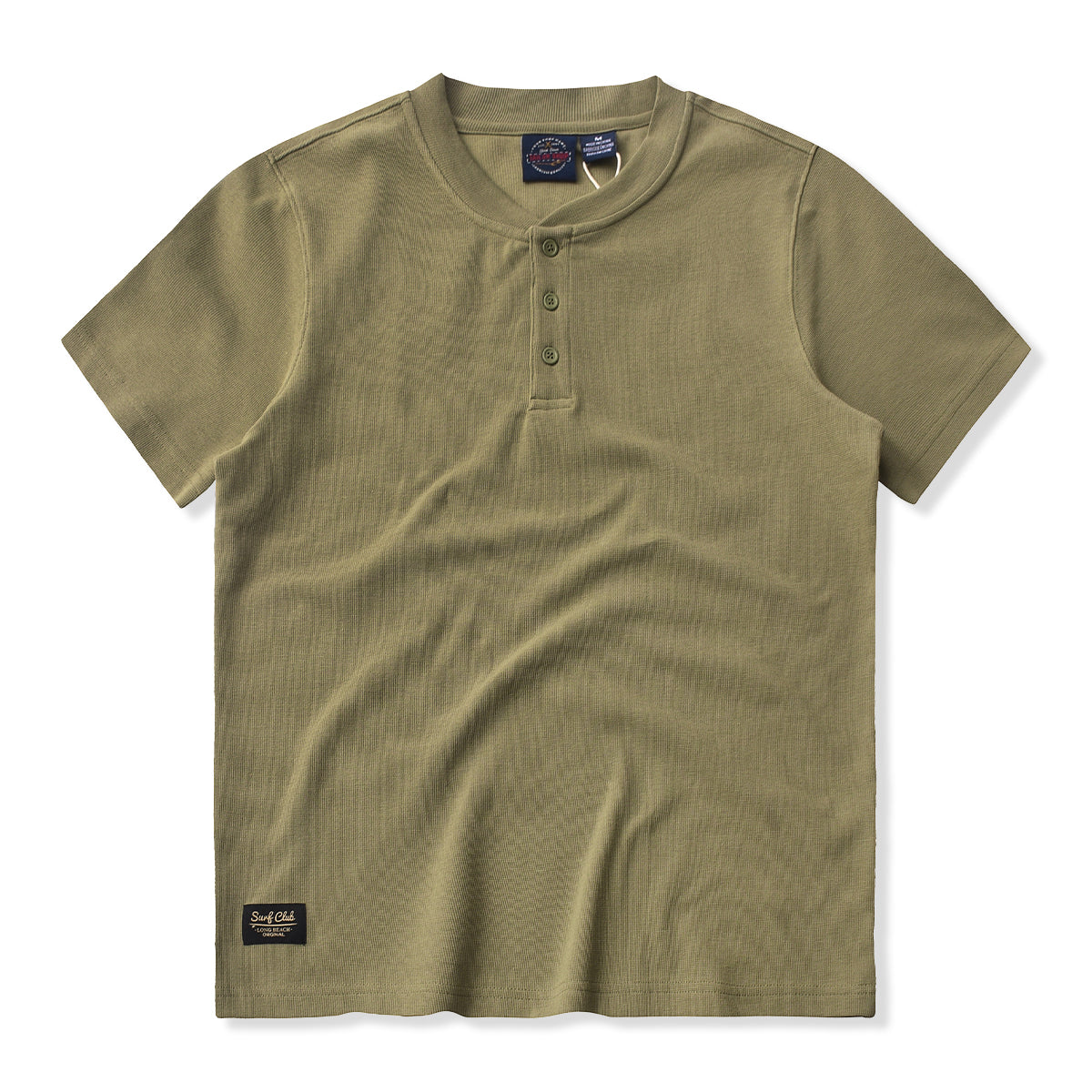 ワンポイントタグ入り 3つボタンワッフルヘンリーネックTシャツ – Karakubuy