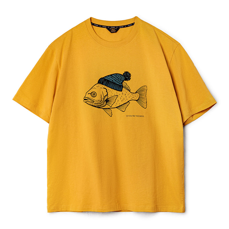 「ニット帽をかぶった深海魚」フロッキープリントコットンTee – Karakubuy