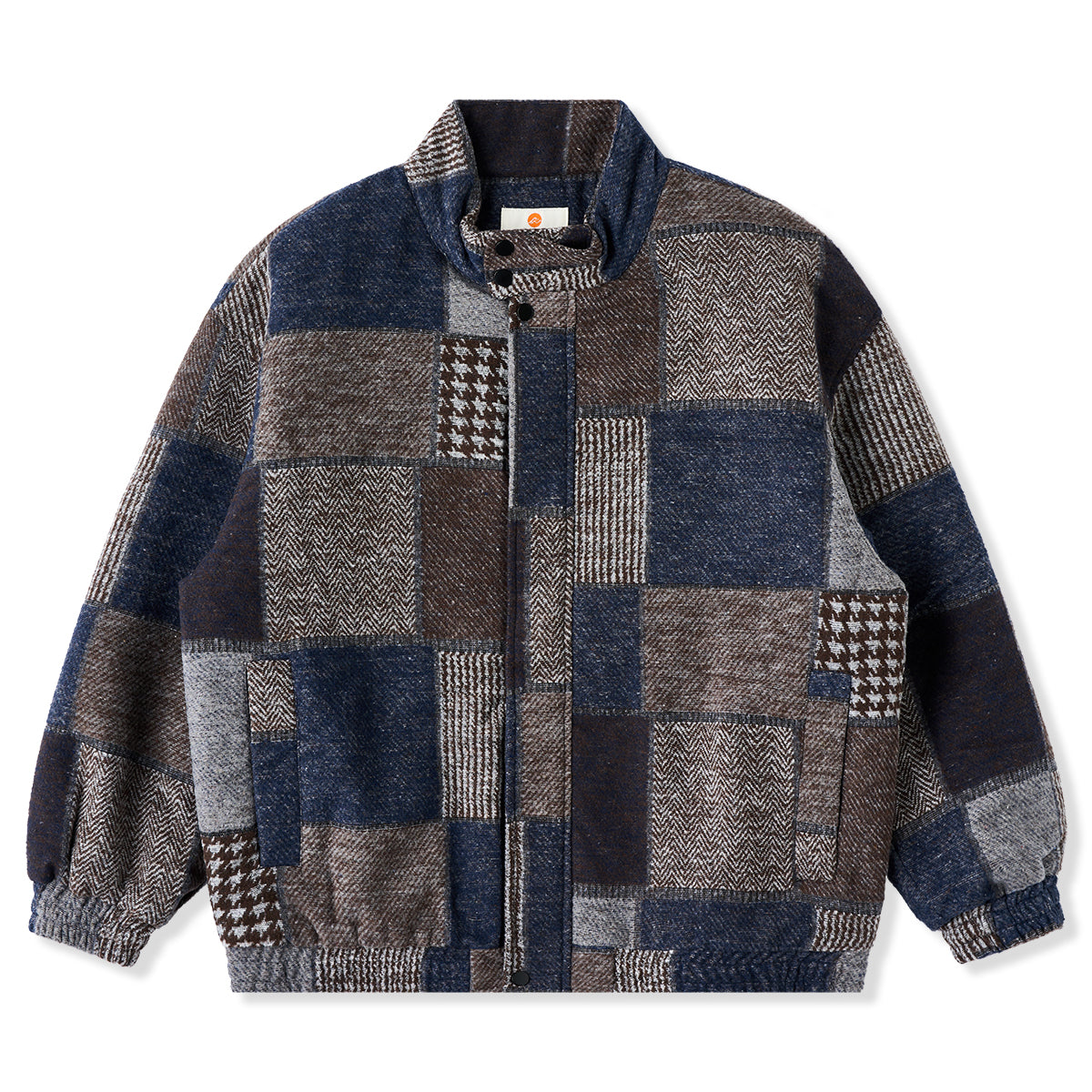 多種類織模様パーチワークボロ風 スタンドカラー裏キルト中綿ジャケット – Karakubuy