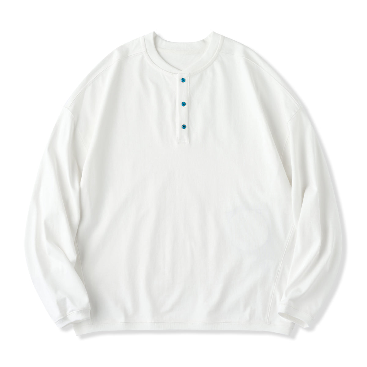 ターコイズ風3ボタン付き コットンヘンリーネックロンT – Karakubuy