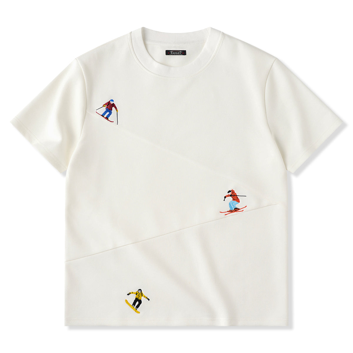 【予約】「雪山のスキーヤー」刺繍入りピケコットン切替Tシャツ – Karakubuy