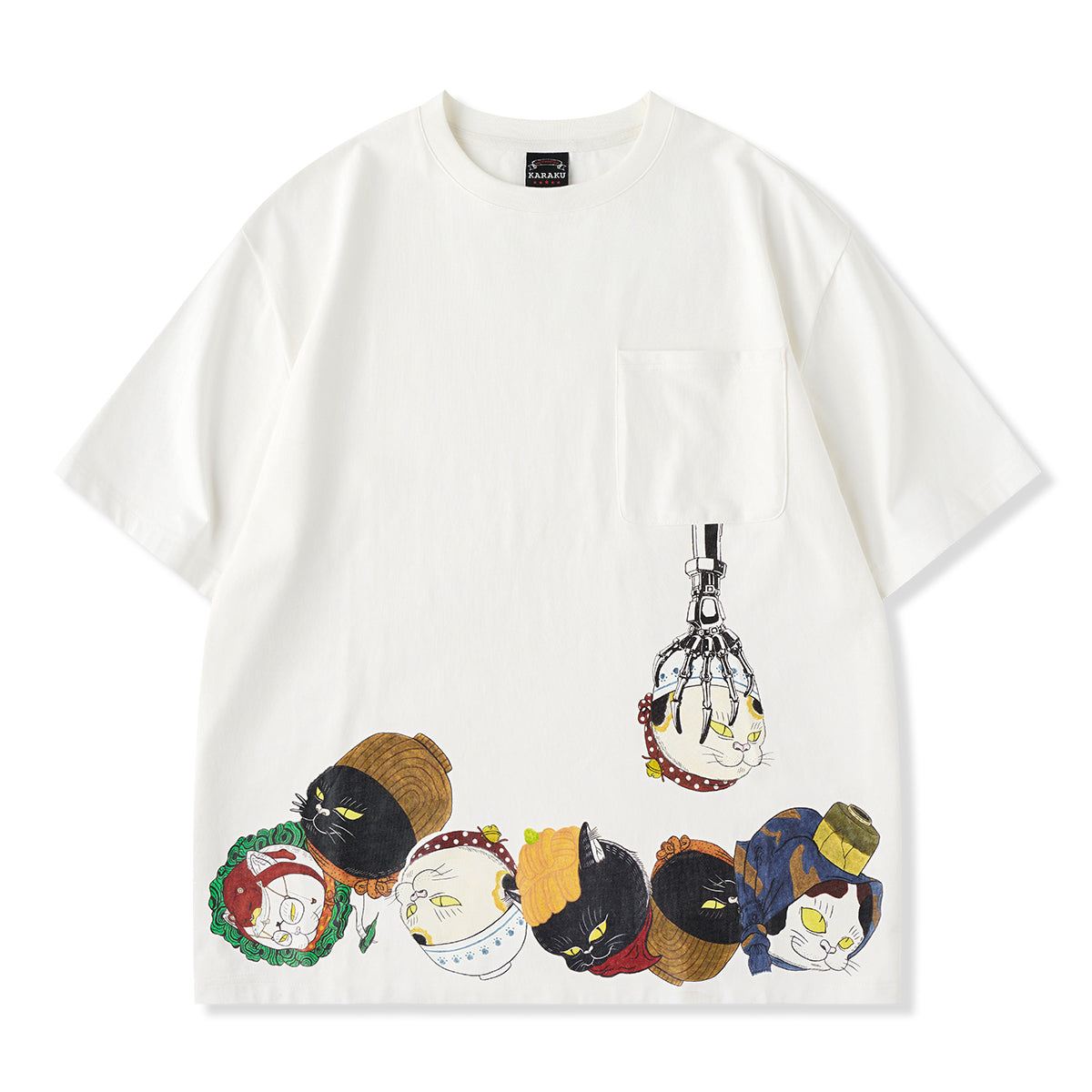 「KarakuxMinatoyayoshiki」猫頭キャッチャー！ポケットコットンTEE – Karakubuy
