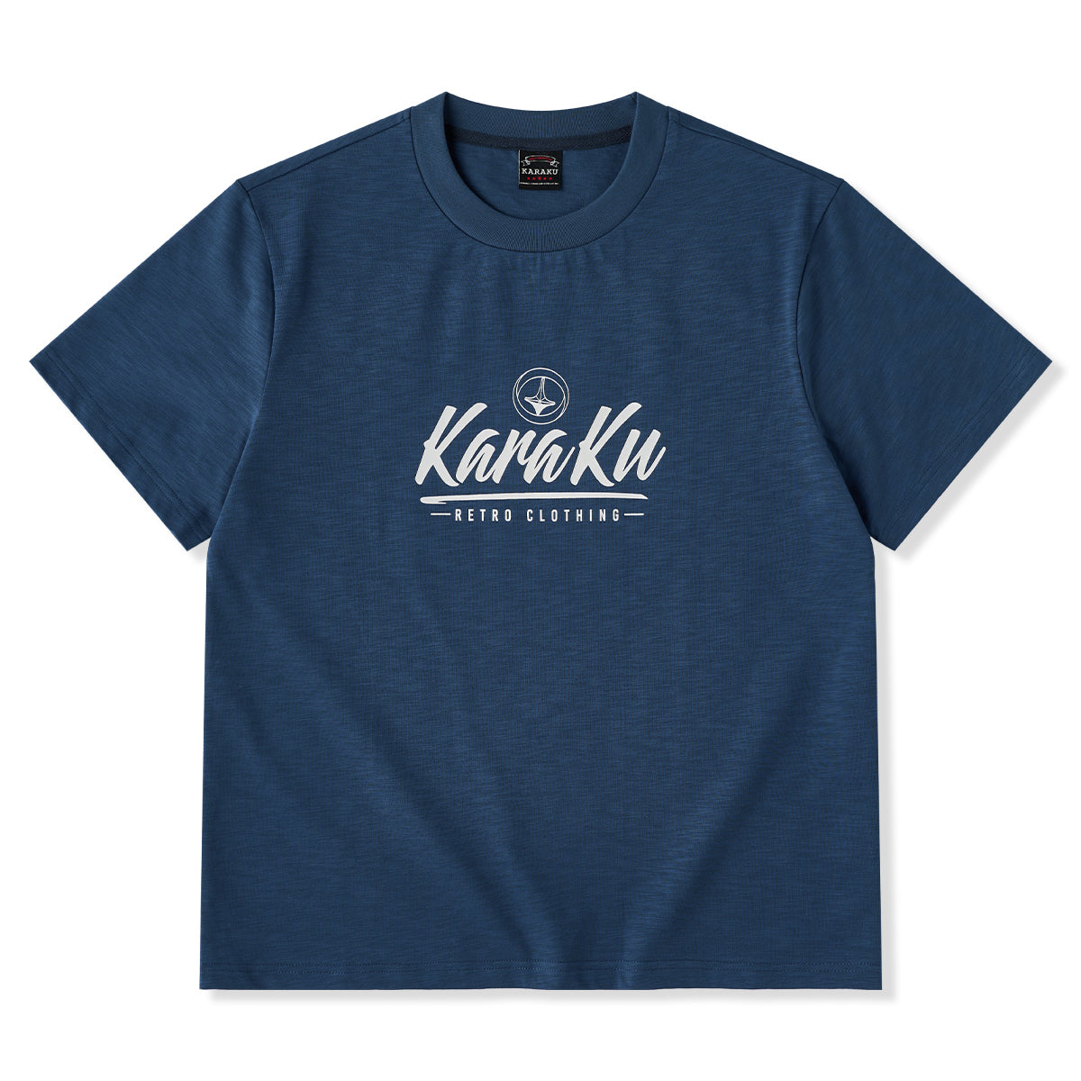 「KaraKu」ロゴプリント ネイビースラブコットンTee – Karakubuy