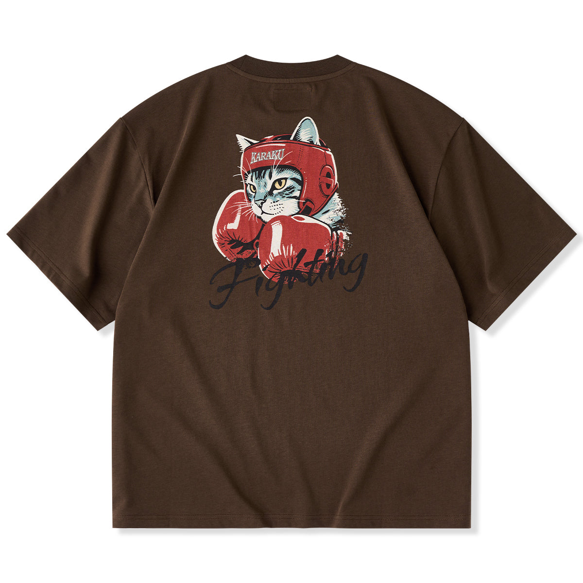 「ボクシングでパンチする猫」デジタルプリントコットンTee – Karakubuy