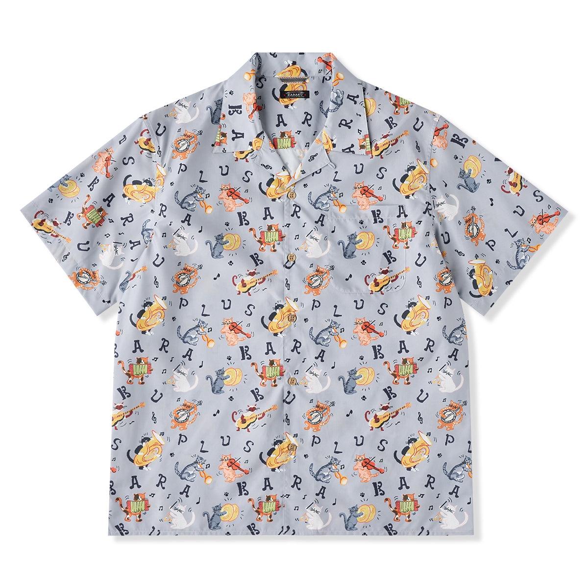 「猫ミュージシャンの演奏会」総柄オープンカラーシャツ – Karakubuy